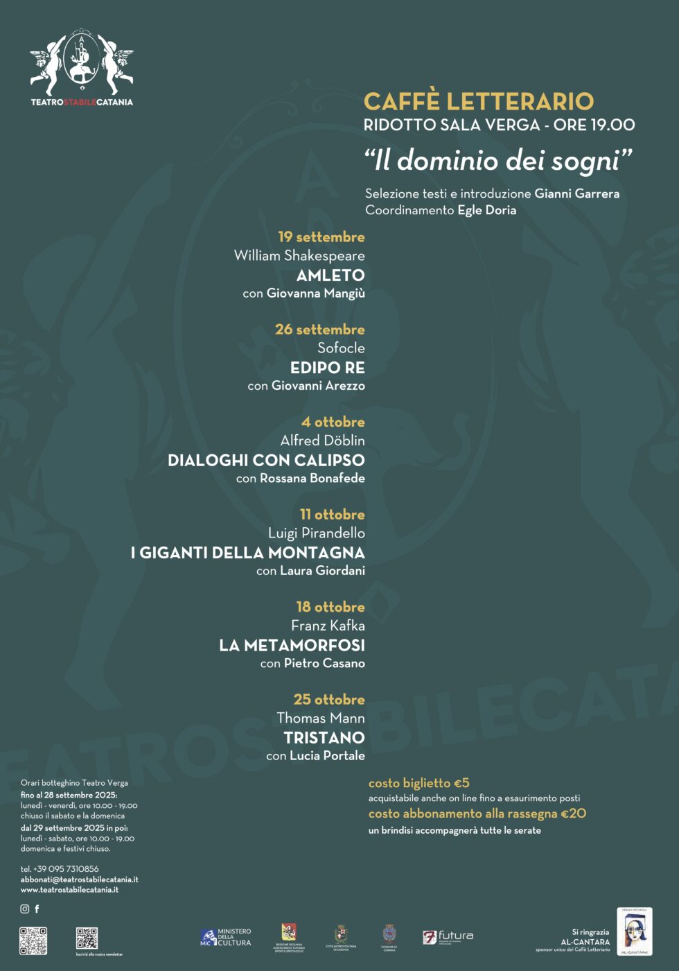Torna il Caffè Letterario al Teatro Stabile di Catania - Teatro Stabile ...